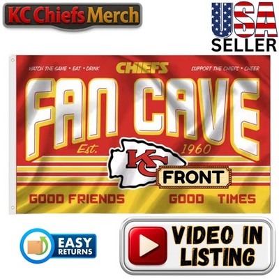 Kansas City Chiefs 3'x5' Flag, Fan Cave Design, Tailgate Banner, KC Fan ...