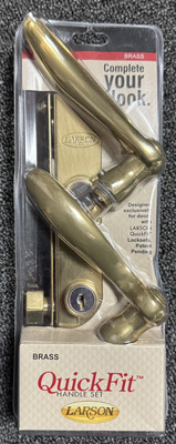 NEW LARSON QUICKFIT 20297807 DOOR HANDLE SET METAL BRASS LOCK SET WITH ...