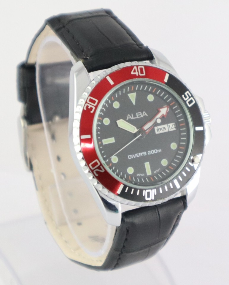 ALBA Diver Automatic Men Rotating Bezel Black Dial Recently Service ...