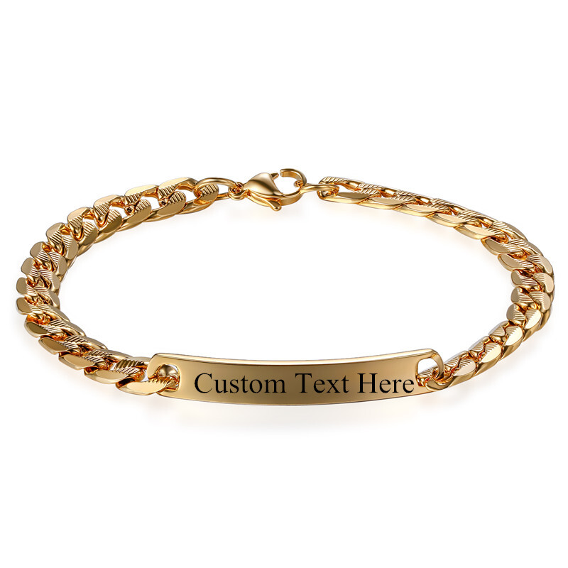 Free Engraving Personalized Stainless Steel Chain Bracelet Custom Tag ...