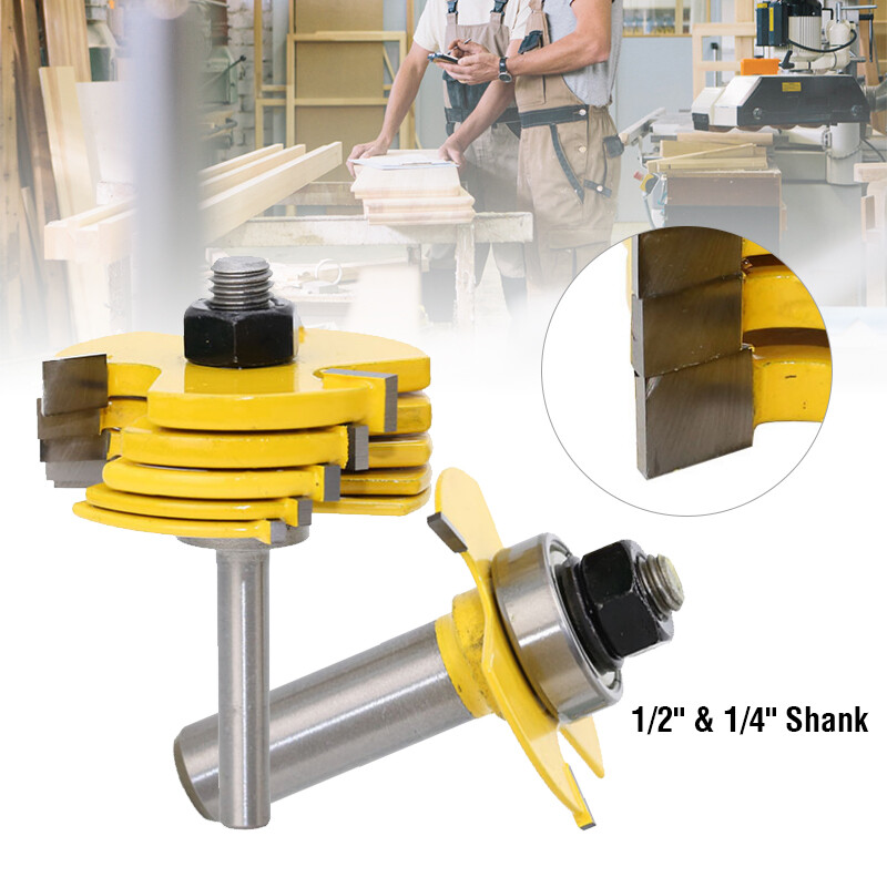 2Pcs 1/2'' & 1/4'' Shank Slot Cutter Router Bit Set 6 Kerf Slot Cutter ...