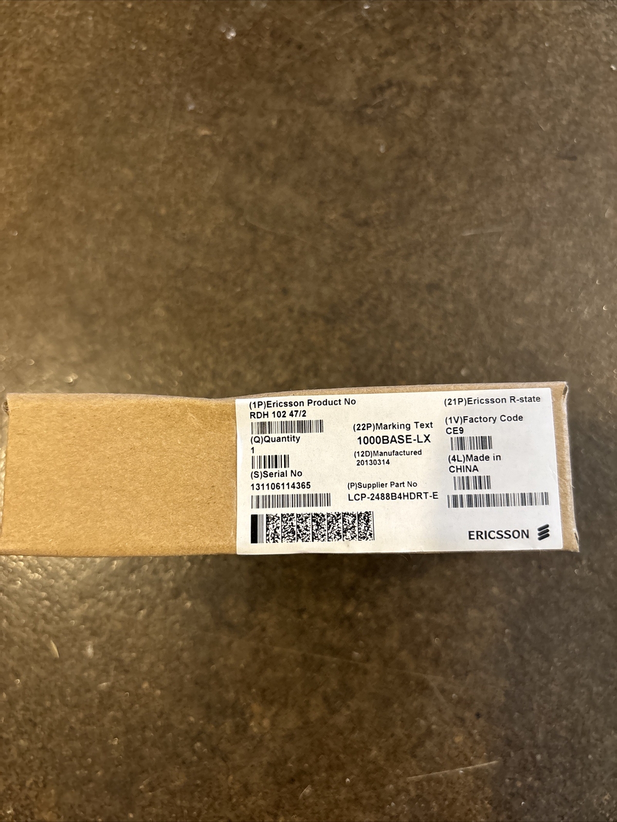 Ericsson 1000Base-LX SFP RDH 102 47/2 10Gb SFP+ Transceiver LCP ...