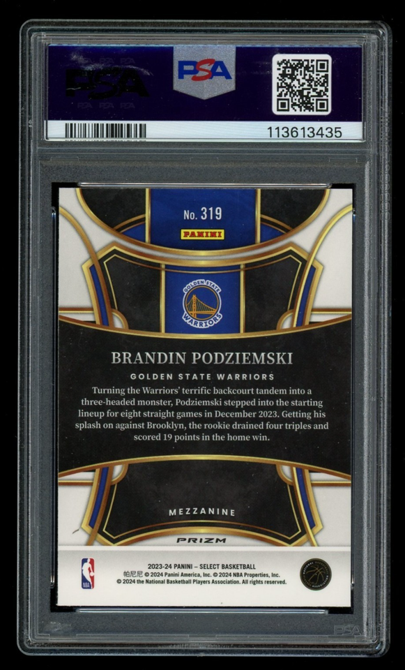 2023-24 Panini Select Brandin Podziemski Elephant Prizm Mezzanine PSA 9 ...