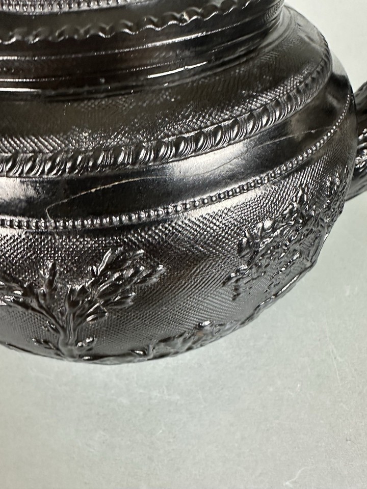 Black Basalt / Shining Black Early 19thC Teapot c1830. Bird Spout Eagle ...