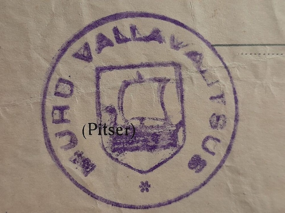 Estonia Muhu. Municipal Government death notice with revenue stamp ...