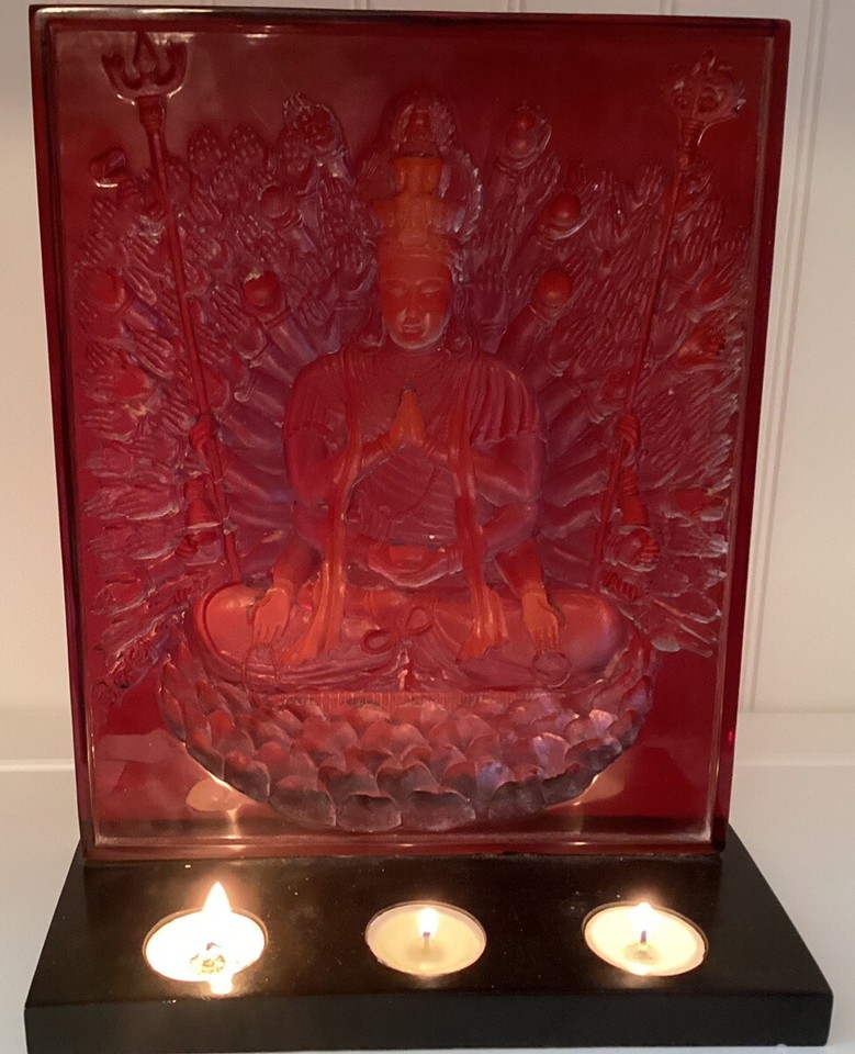 Rare Carved Red Lucite Buddha Seated On Lotus w/Base, 12” Tall | eBay