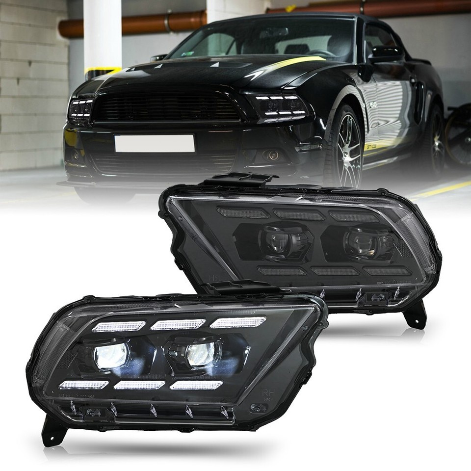 Pair LED Projector Headlights For 2010-2014 Ford Mustang w/ Dynamic ...