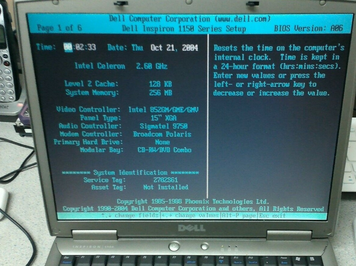 Dell Inspiron 1150 14.1" Laptop w/ Intel Celeron @ 2.60GHz 256MB RAM No ...