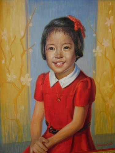 Original Painting On Canvas - Portrait Of Young Asian Girl - Edward Lis ...