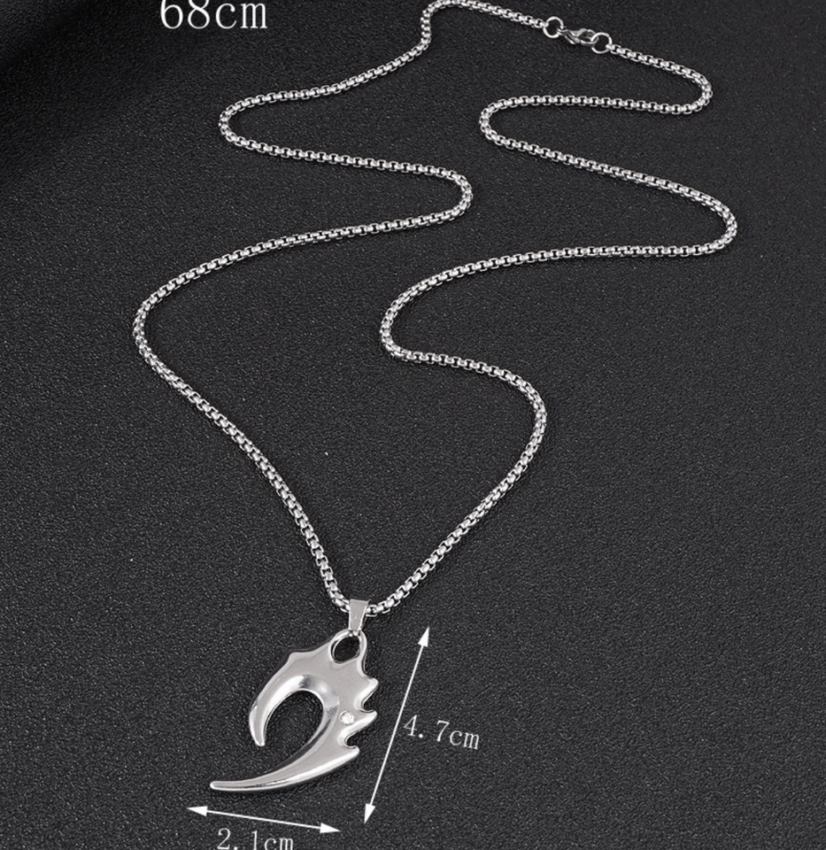 Silver Spiked Scythe Blade Necklace | eBay