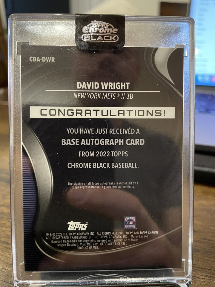 2022 Topps Chrome Black David Wright New York Mets Autograph Card CBA ...