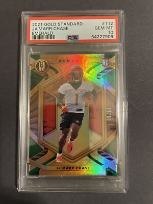 2021 Panini Gold Standard Ja’Marr Chase Rookie #'d 02/11 PSA 10 Emerald ...