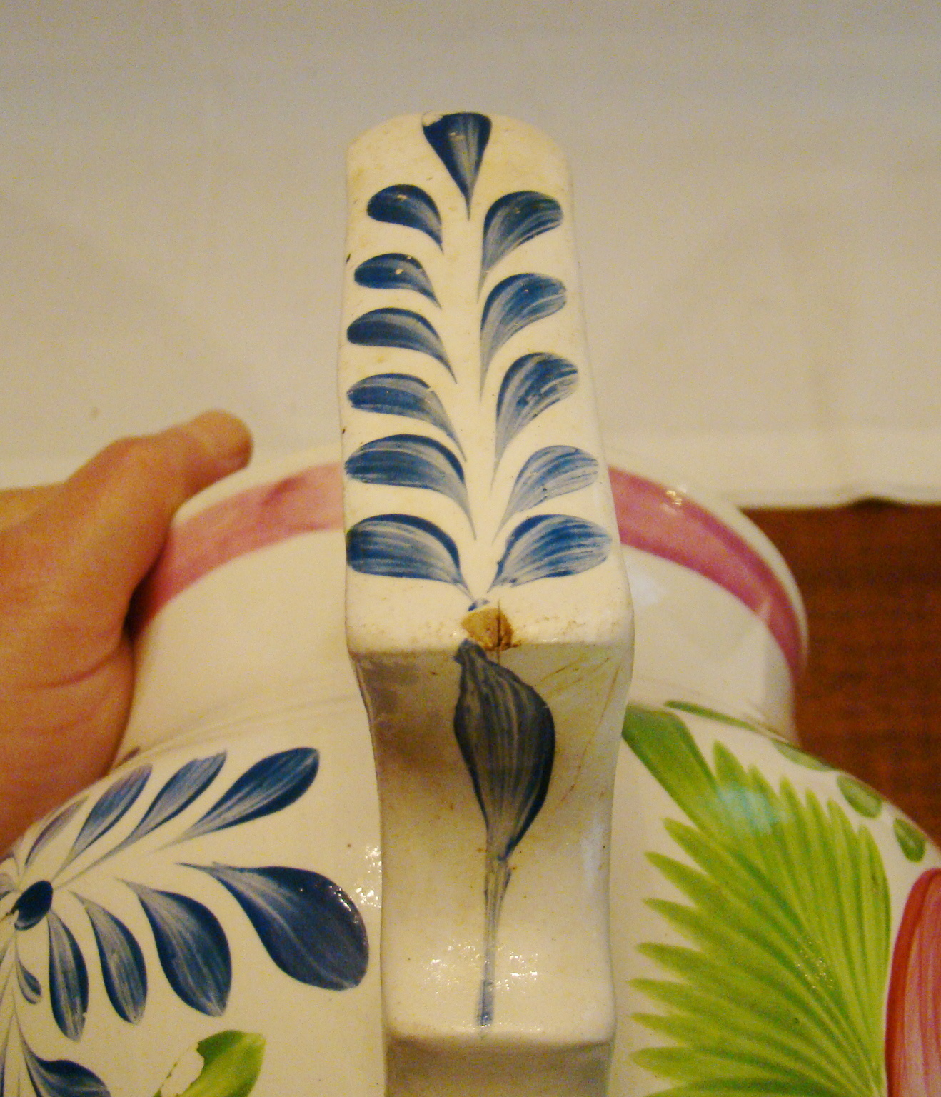 Large Staffordshire Gaudy Rose Pearlware Pink Lustre Floral Pitcher ...