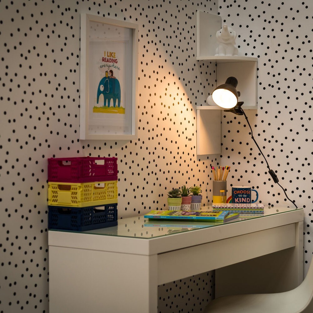 Desk Lamp Clip On Metal Spotlight Head Table Light Gloss Black Office ...