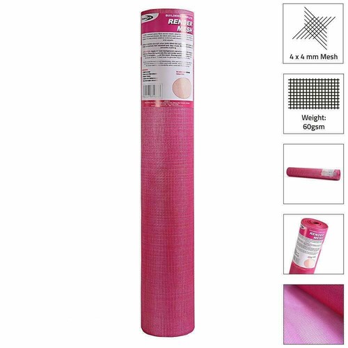 RENDER MESH FIBERGLASS 160G/M2 50M2 REINFORCING PLASTER PINK BOND IT ...