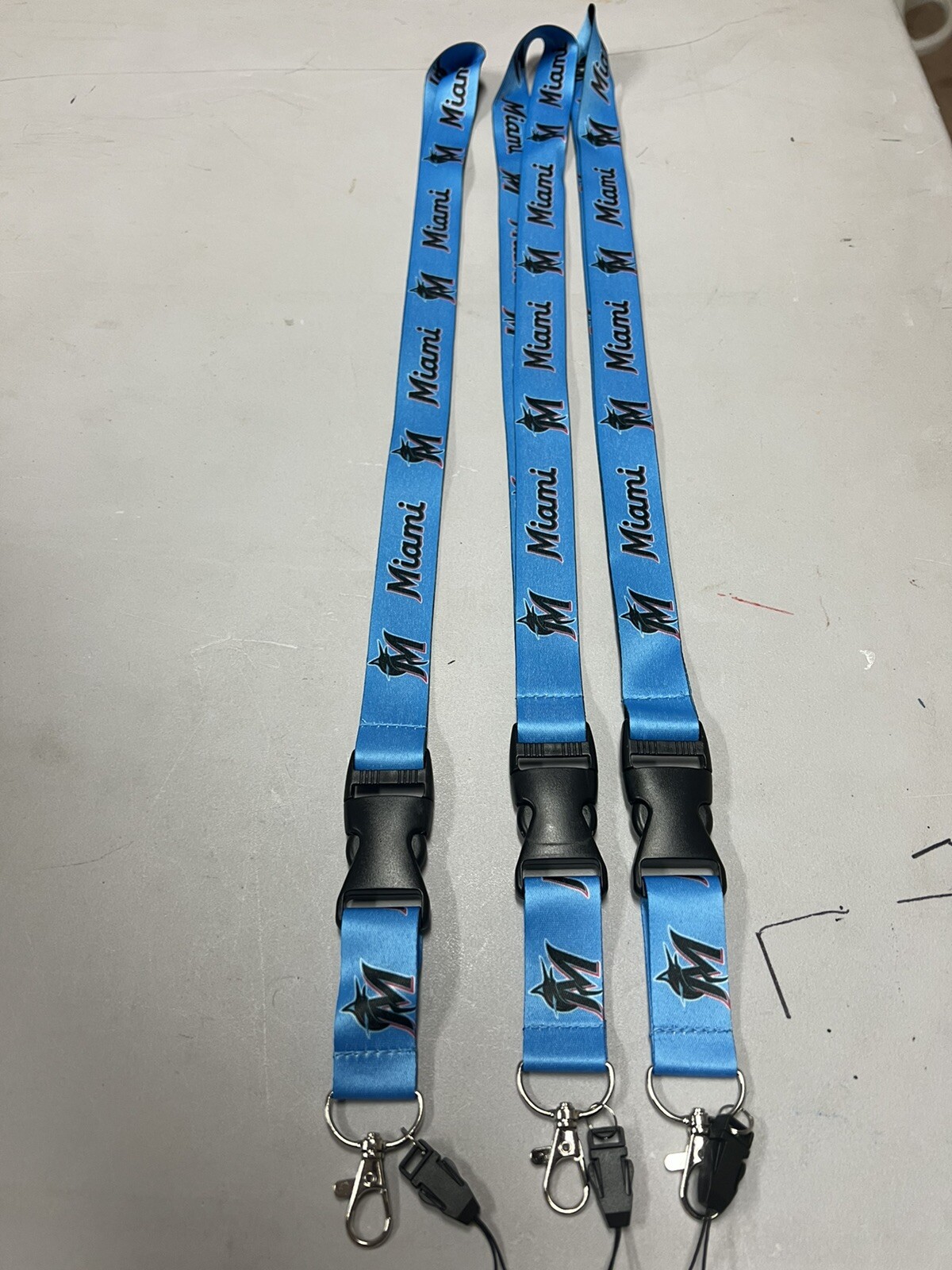 Miami Marlins Baseball MLB Lot Of 3 Lanyard Key Ring Keychain w Safety ...