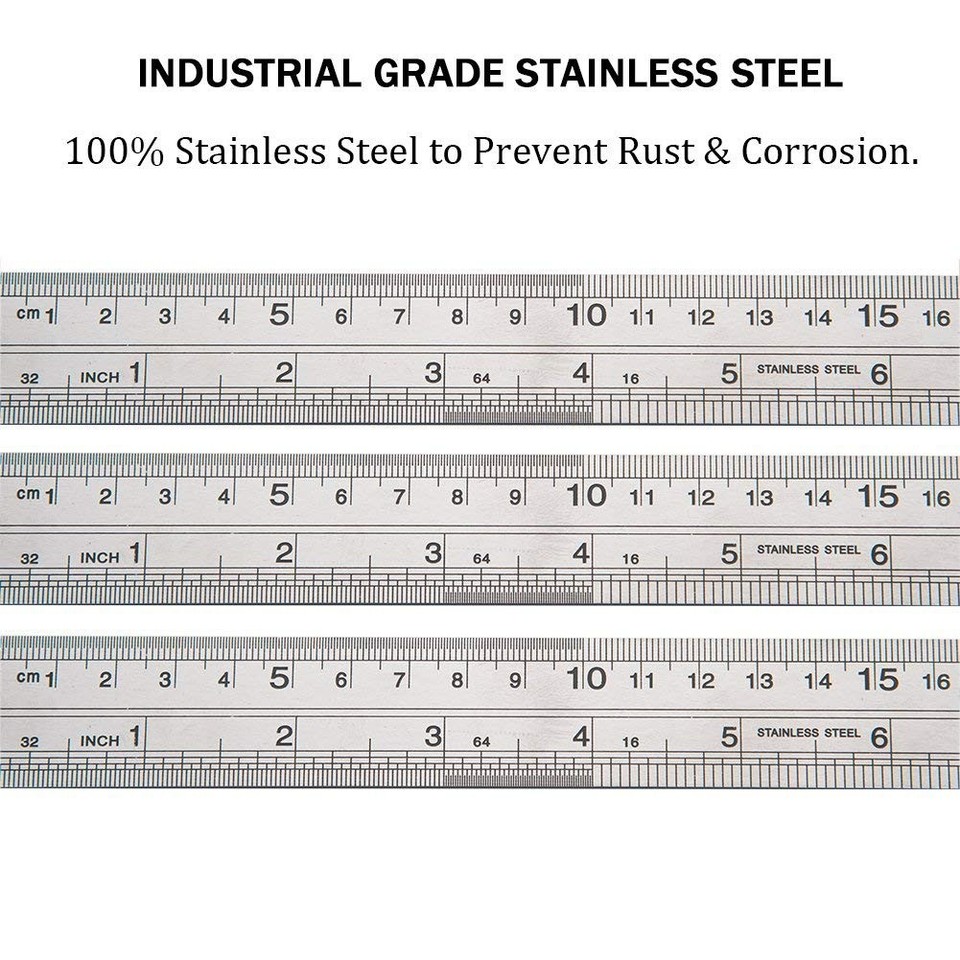 Ruler Metal Straight Edge Stainless Steel Ruler 16 Inch Ruler Set ...