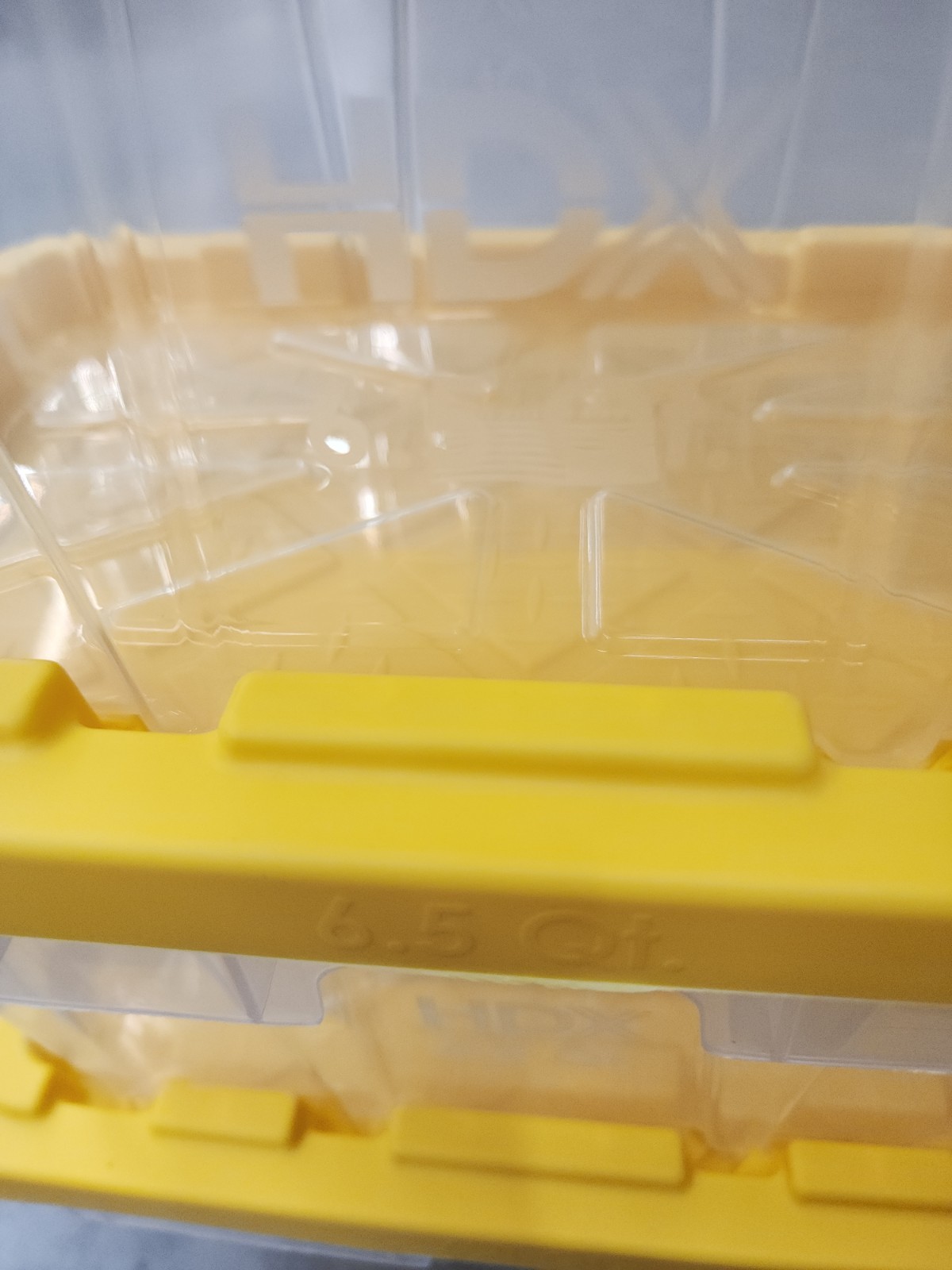 3 Pack 6.5 quart HDX storage Container clear Though totes with yellow ...