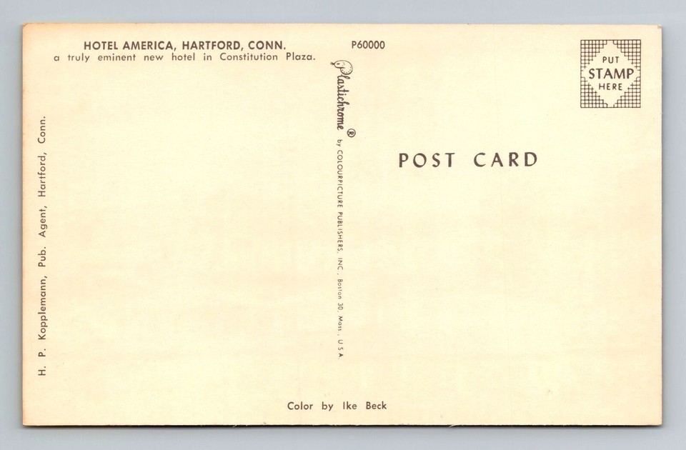 Hartford CT-Connecticut, Hotel America, Advertising, Antique Vintage ...