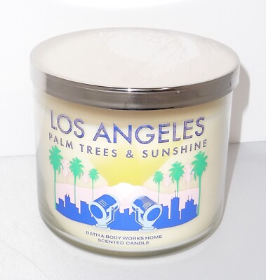 Bath & Body Works LOS ANGELES Palm Trees & Sun 3 Wick Scented Candle 14 ...