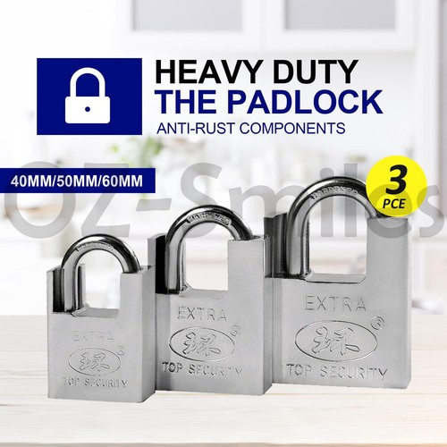 3pcs Padlock Extra Heavy Duty Lock Mechanism Anti-Rust Secure | eBay ...