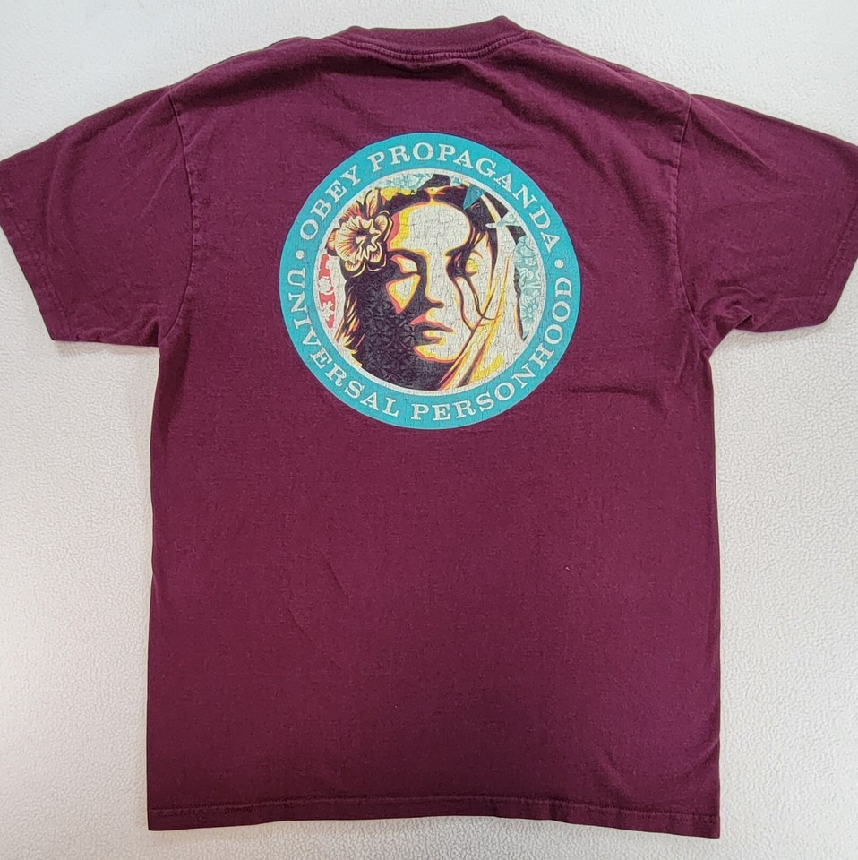 Obey Propaganda Worldwide MAROON Graphic T-Shirt Mens Size Medium | eBay