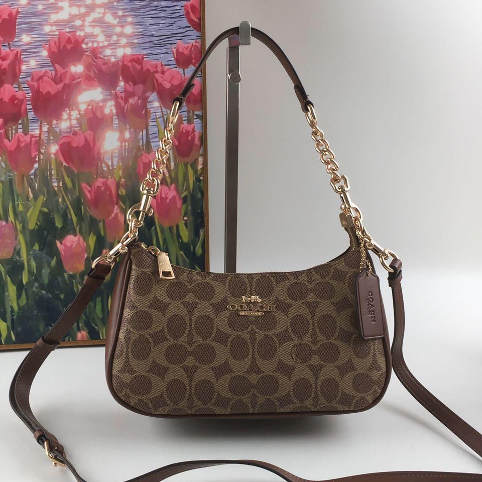 COACH CV933 Teri Shoulder Bag Signature Canvas Brown Outlet From Japan ...