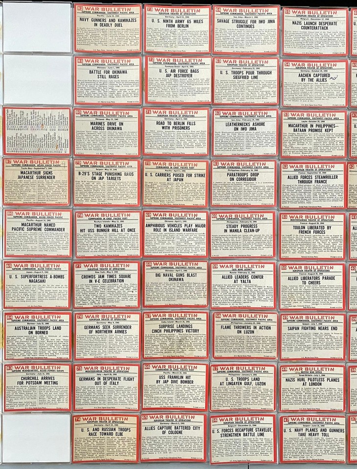 War Bulletin Vintage Card Set 88/88 Cards World War II Philadelphia Gum ...
