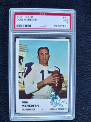 1961 Fleer #41 Don Meredith Dallas Cowboys Rookie Football Card PSA 7 ...