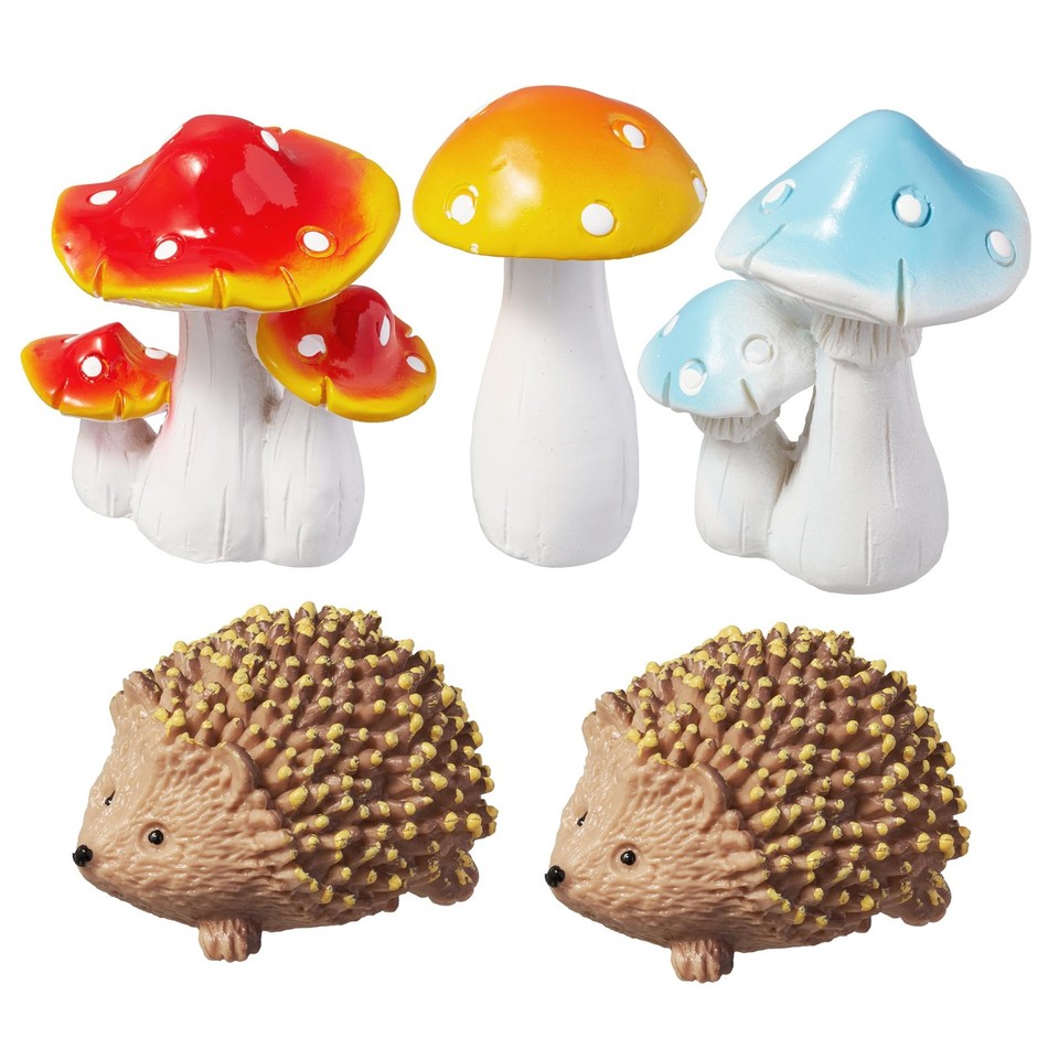 Fairy Garden Decorations - 5pcs Miniature Hedgehog & Figurines Set ...