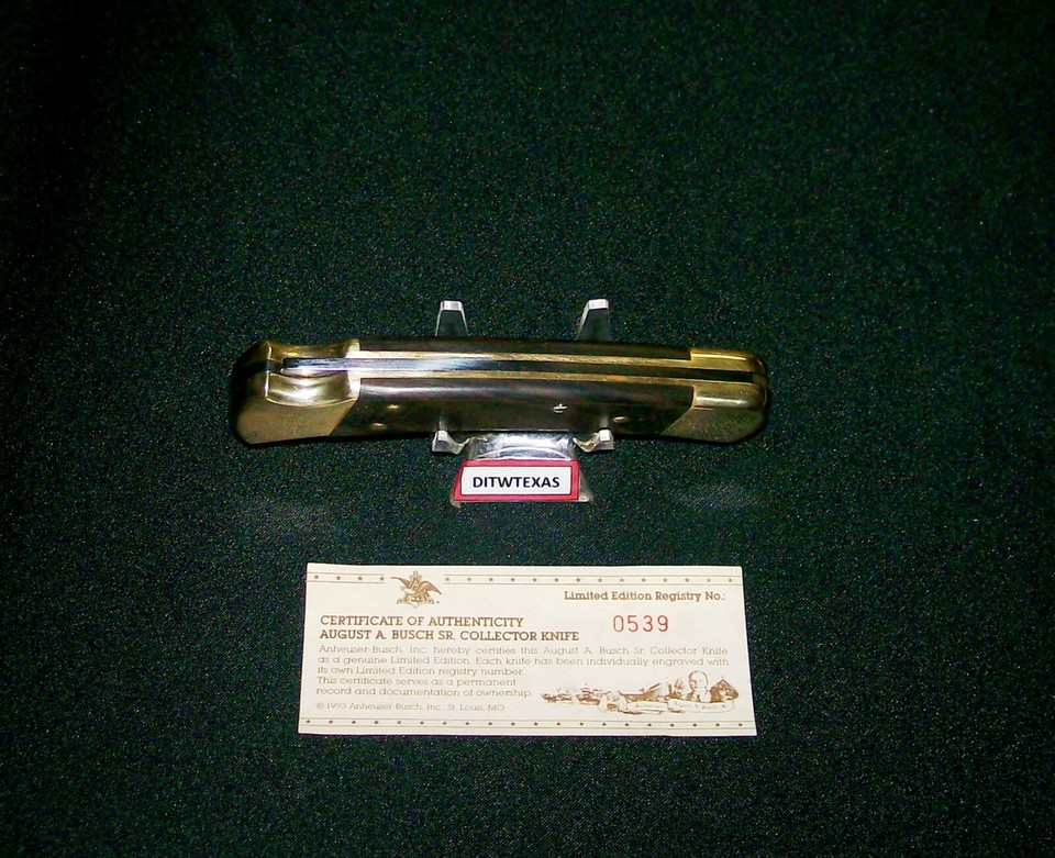 Buck Lockback Knife August Busch 1993 24K Gold Inlaid Etching 5" W ...