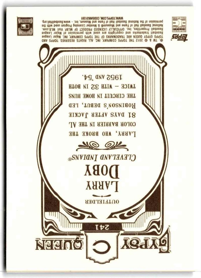 2012 Topps Gypsy Queen Larry Doby Cleveland Indians #241 | eBay