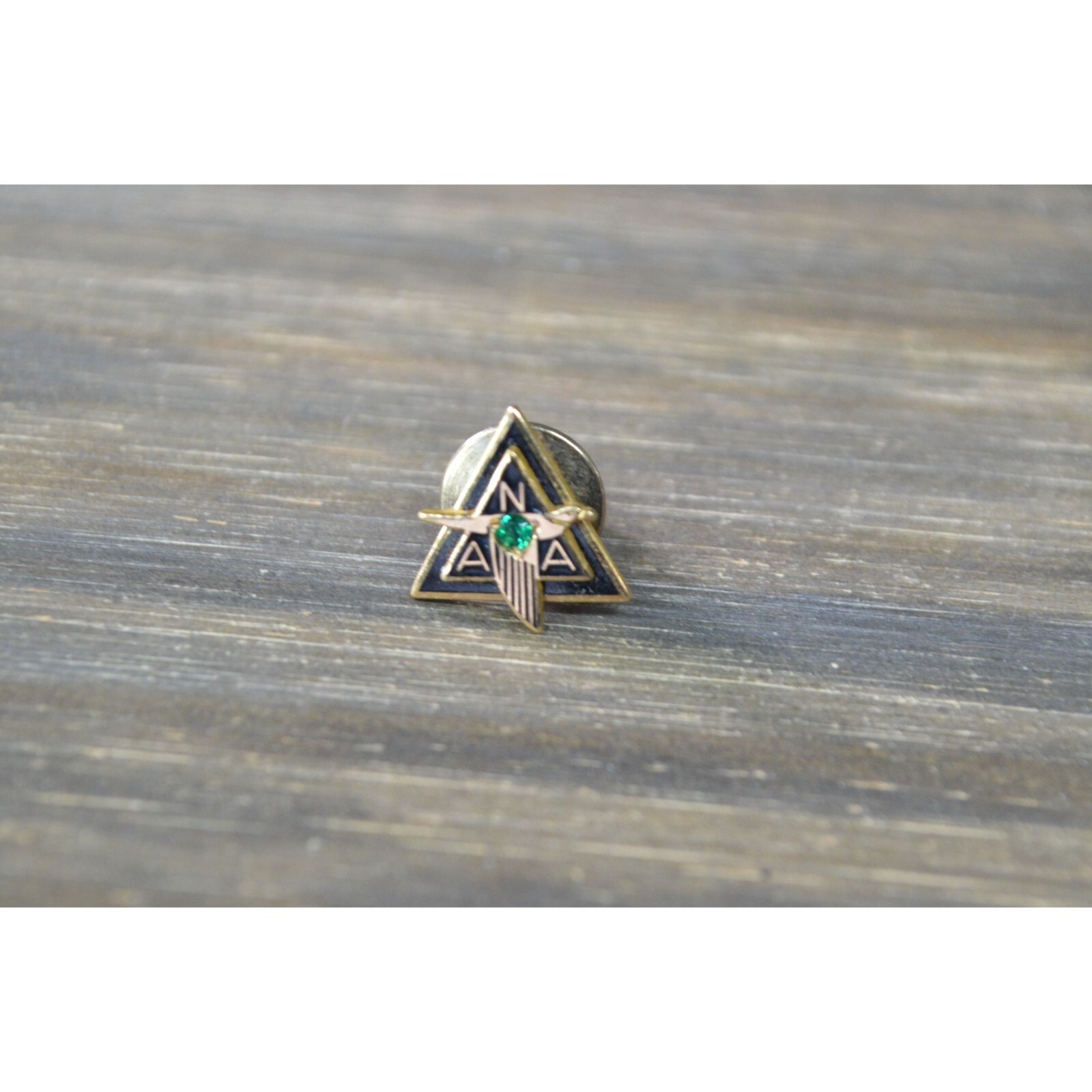 NAA Aviation Pin Badge Emerald Rhinestone CTO 1/10 10K Gold North ...