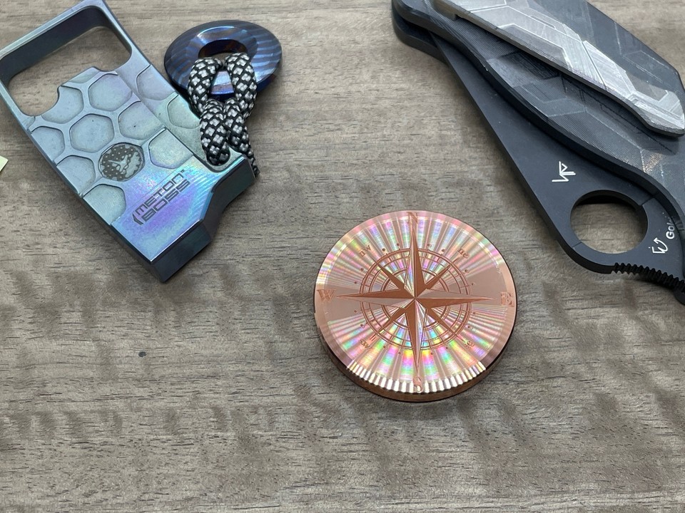 3 Sizes COMPASS engraved Copper Worry Coin Metal Worry Coin | eBay