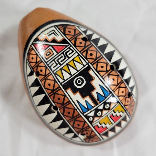 Peruvian Ocarina Whistle Clay Art Flute Painted Musical Instrument Peru ...