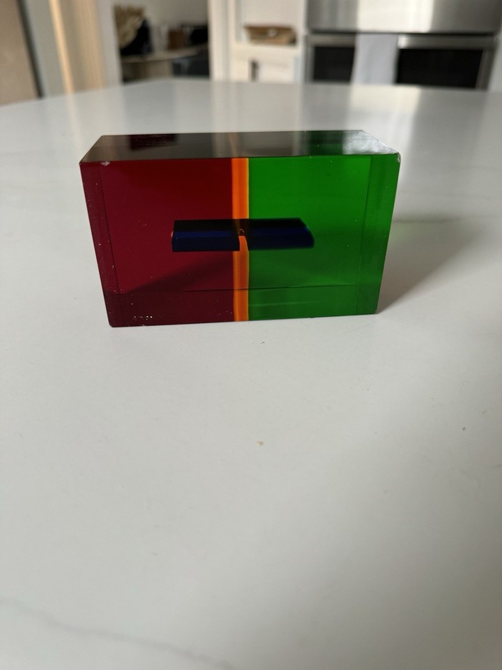 Vintage 1970s space age Merle Edelman Lucite Sculpture paperweight MCM ...