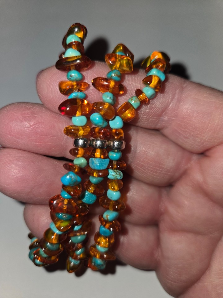 Jay King Mine Finds Amber and Turquoise sterling silver stretch ...