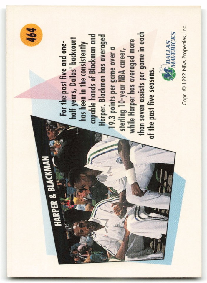 1991 SkyBox #464 Derek Harper / Rolando Blackman TW Dallas Mavericks | eBay