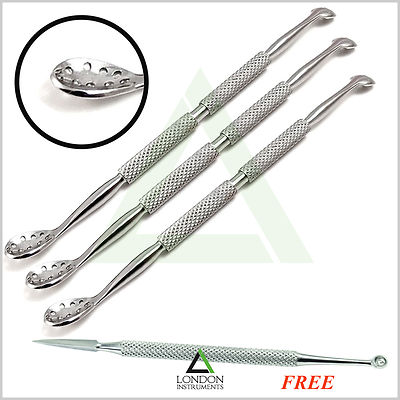 3x Blackhead Remover Double Spoon Extractor Whitehead Removers Skin ...