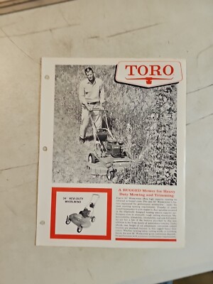Vintage TORO 34" Hevi-Duty Whirlwind Mower Sales Brochure Spec Sheet | eBay