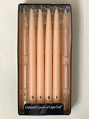 Colonial Candle PEACH 12" Handipt TAPER DINNER CANDLES 10 Hand Dipped ...