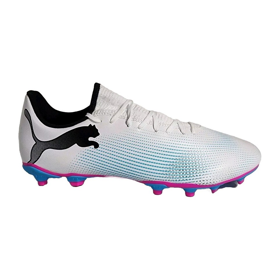 PUMA Future 7 Play FG/AG Adult Soccer Cleats 107723 01 WHITE BLACK PINK ...