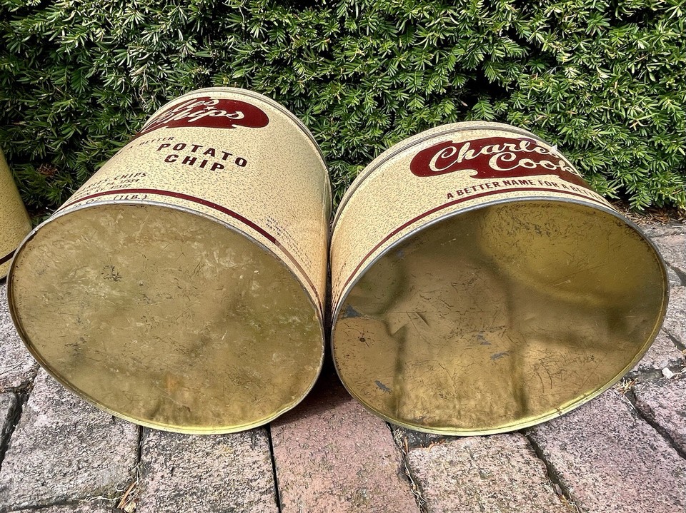 Two Vintage CHARLES CHIPS Co. POTATO Chip COOKIE Tin Cans | eBay