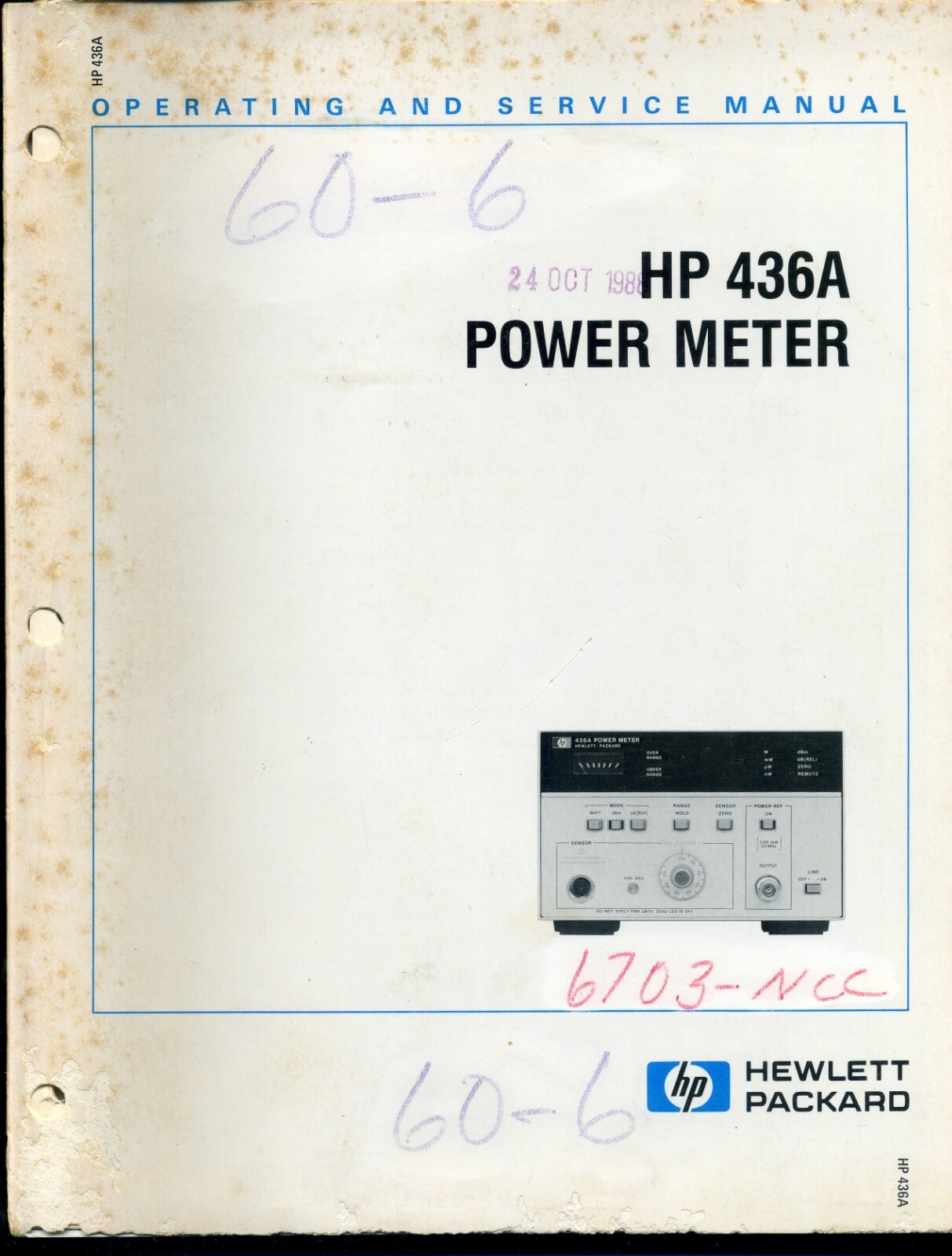 HP 436A Power Meter Operating & Service Manual 00436-90034 | eBay