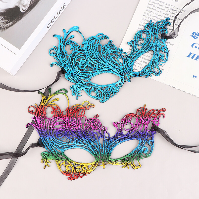 Unisex Bronzing Lace Eye Face Masks Venetian Ball Masquerade Halloween ...