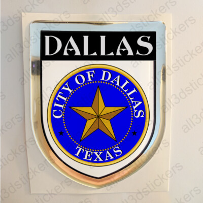 Dallas USA Sticker Seal Resin Domed Flag United States 3D Shield ...