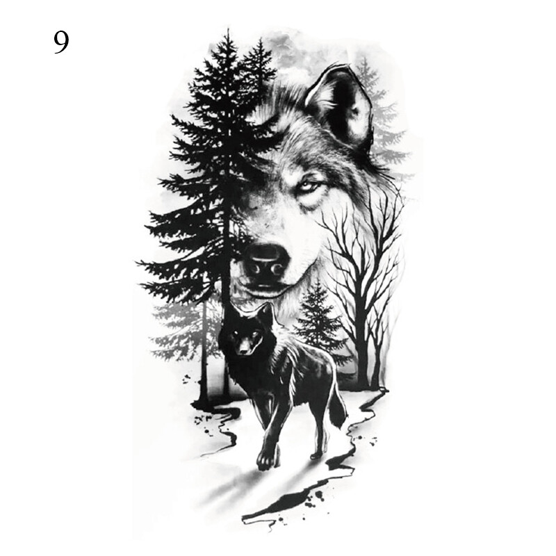 Sitting Howling Wolf Tattoos