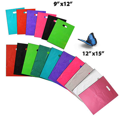 9" x12" & 12" x15" Colored PLASTIC MERCHANDISE Store Bags, Retail ...