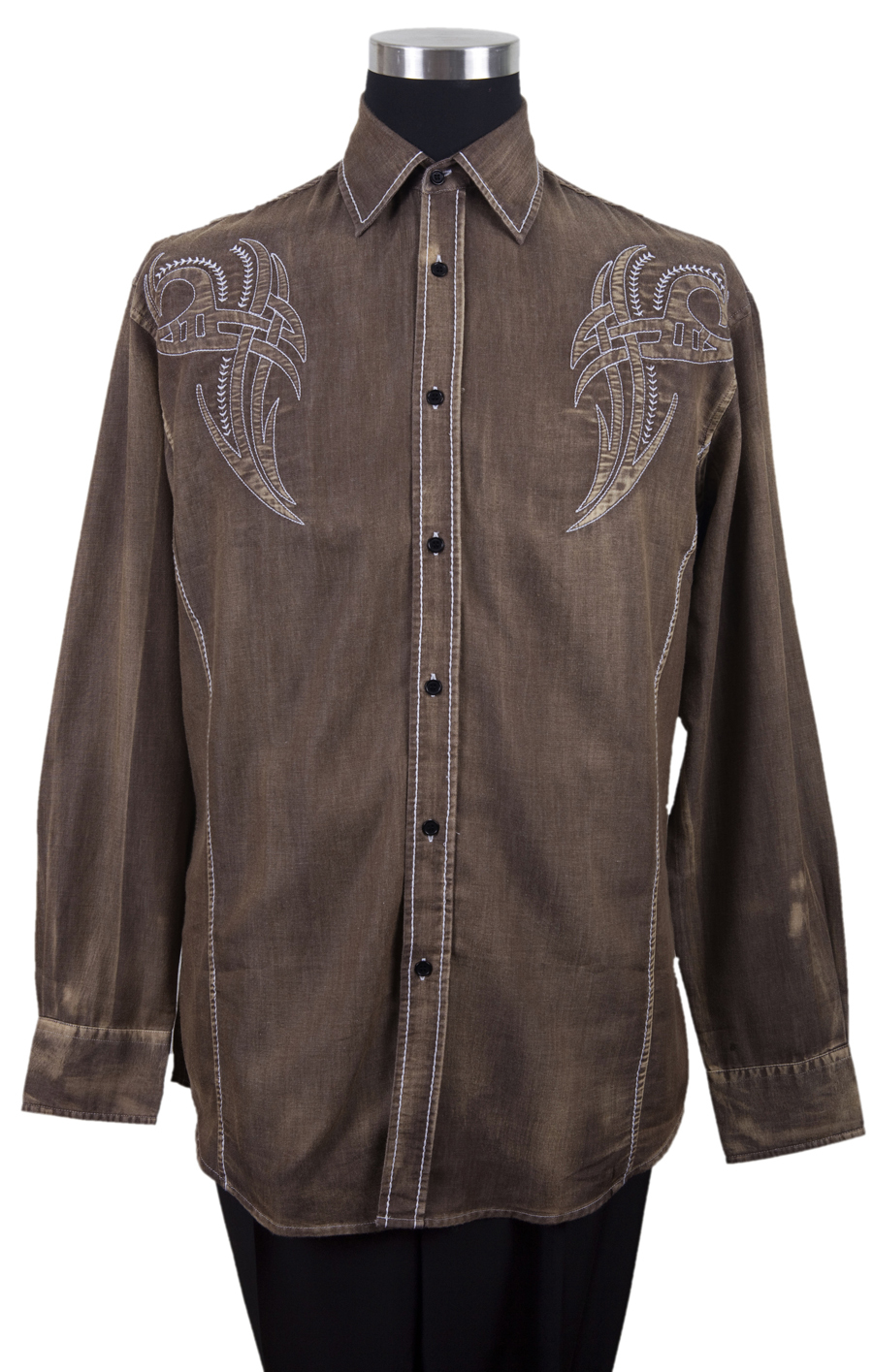 Men's casuasl shirt with embroidered design by Milano Moda Style SG43 ...