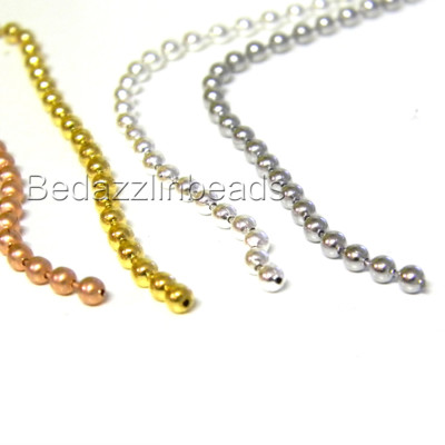 Round 2.4mm Dog Tag Beaded Ball Metal Chain Sold Bulk by the Yard ...
